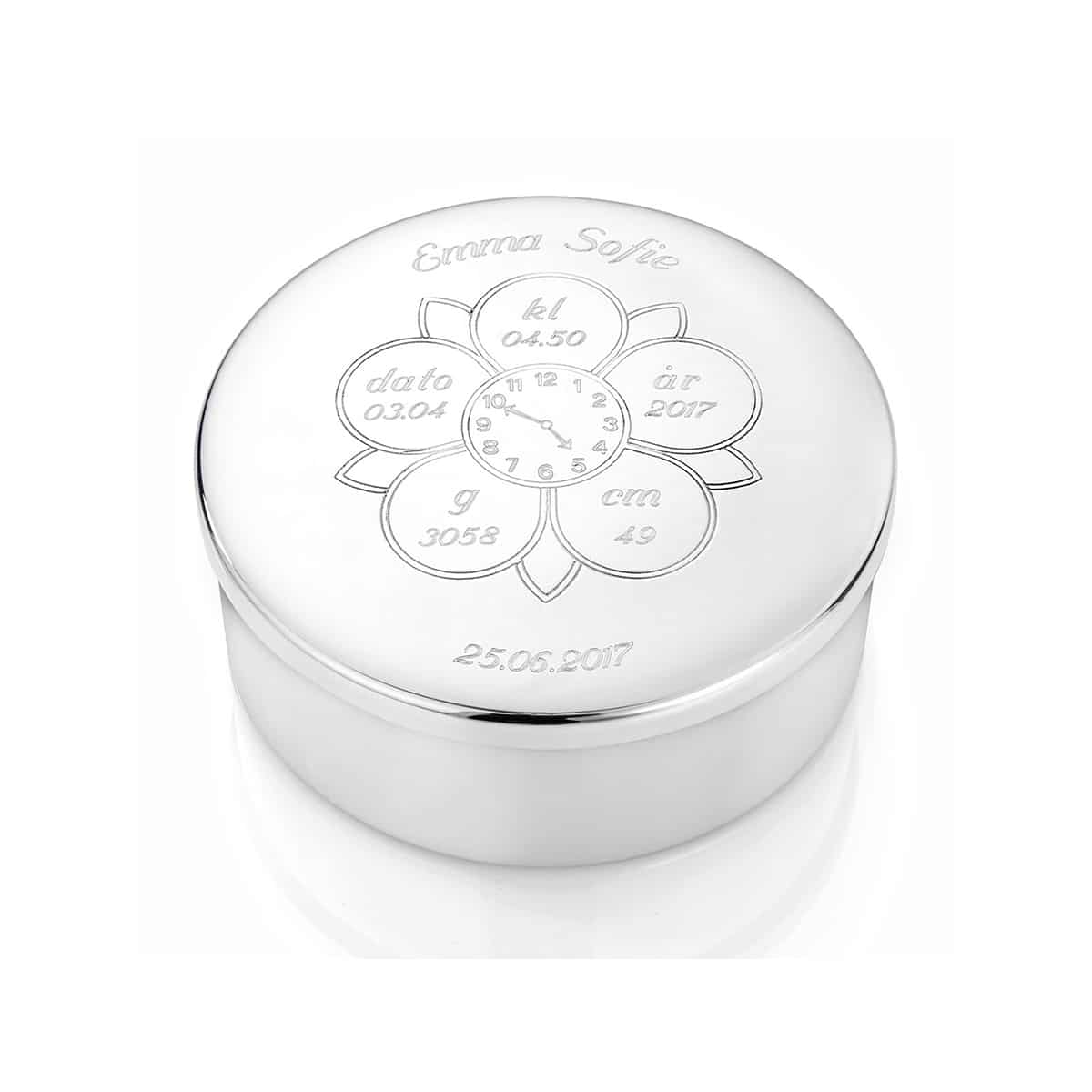 EIK Barn - Velkommen til verden Smykkeskrin i sølv - Urmaker J. Gjertsen